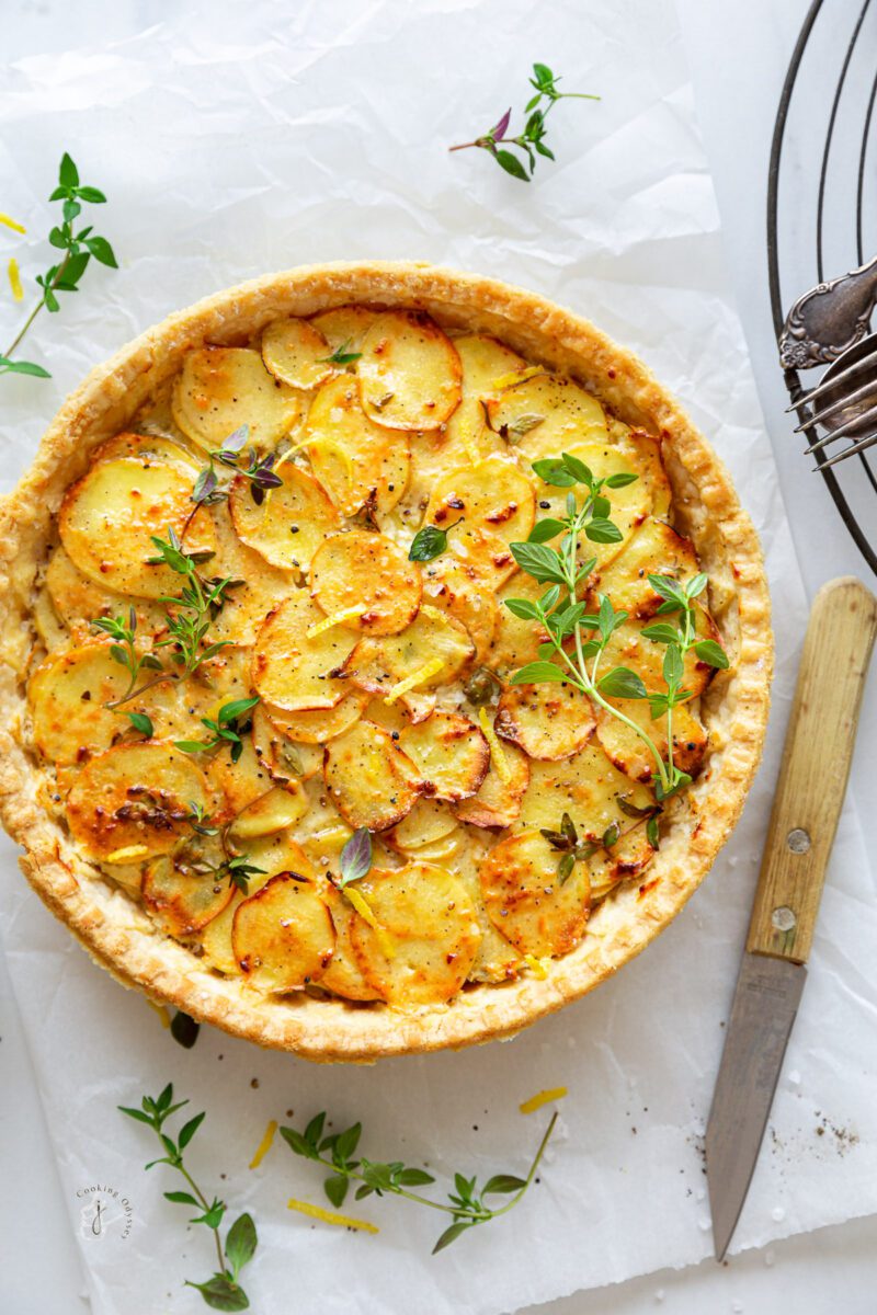 Easy Potato Tart with Lemon, Thyme & Garlic | J Cooking Odyssey